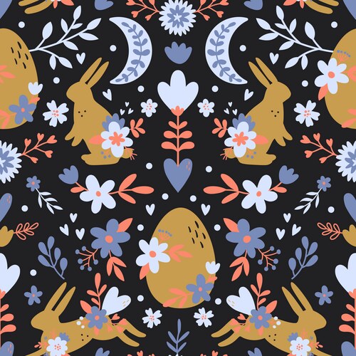 Boho Easter Bunny Pattern – Royalty-Free Vector | VectorStock