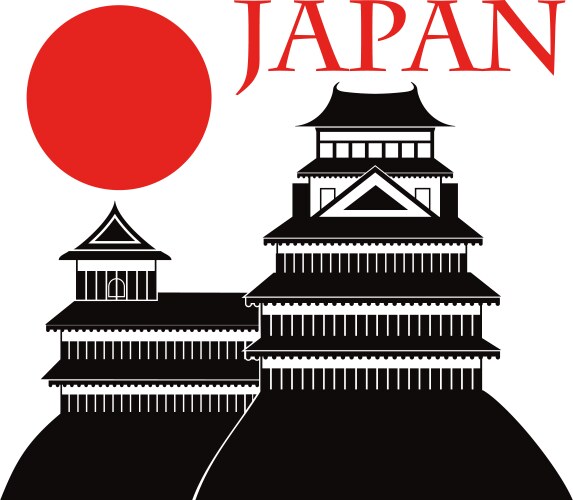 Pagoda sunrise japan architecture Royalty Free Vector Image