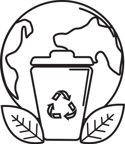 Line Recycle Can Trash To Care Environment Vector Image