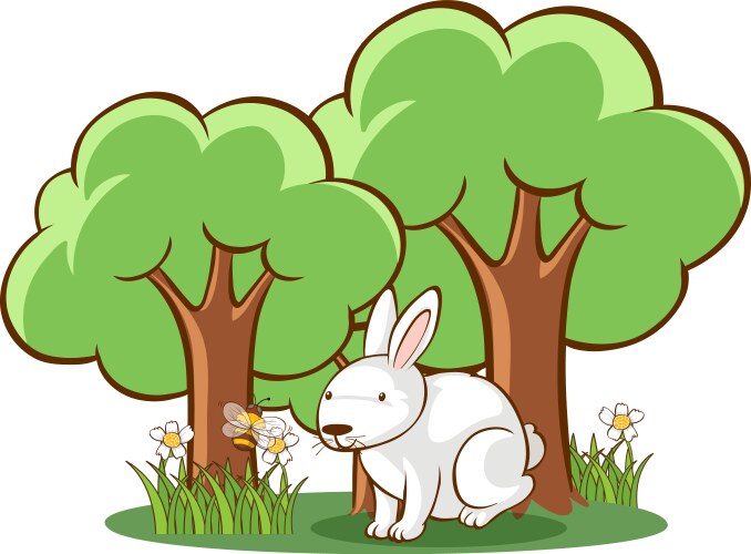 Cartoon rabbit sleeping under tree Royalty Free Vector Image
