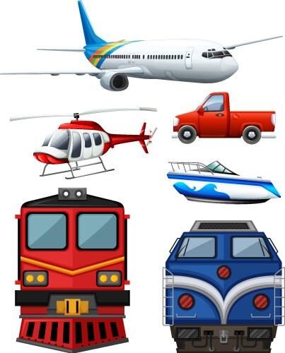 Set of different types air transport airplanes Vector Image