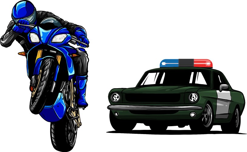 Cartoon policeman chasing a thief Royalty Free Vector Image
