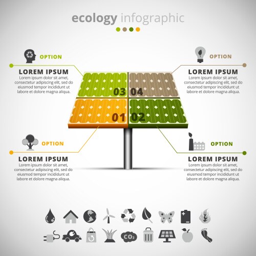 Infographic solar panel whit 4 step environmental Vector Image