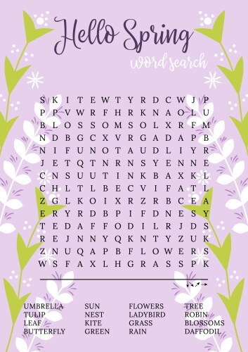 Collection of seasons word search puzzle Vector Image