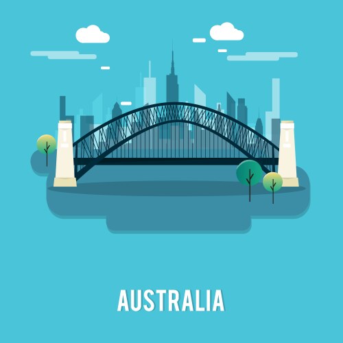Australia cityscape with landmarks Royalty Free Vector Image
