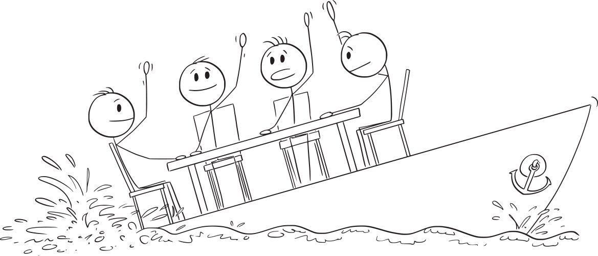 Boat sails away goodbye cartoon stick figure Vector Image