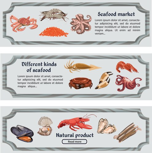 Flat seafood market composition Royalty Free Vector Image