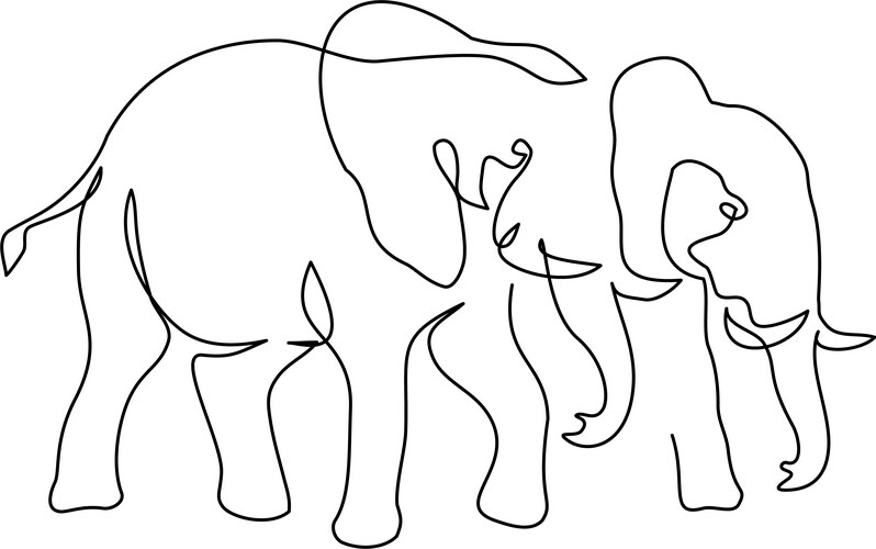 One Line Drawing Elephant Vector Images (over 440)