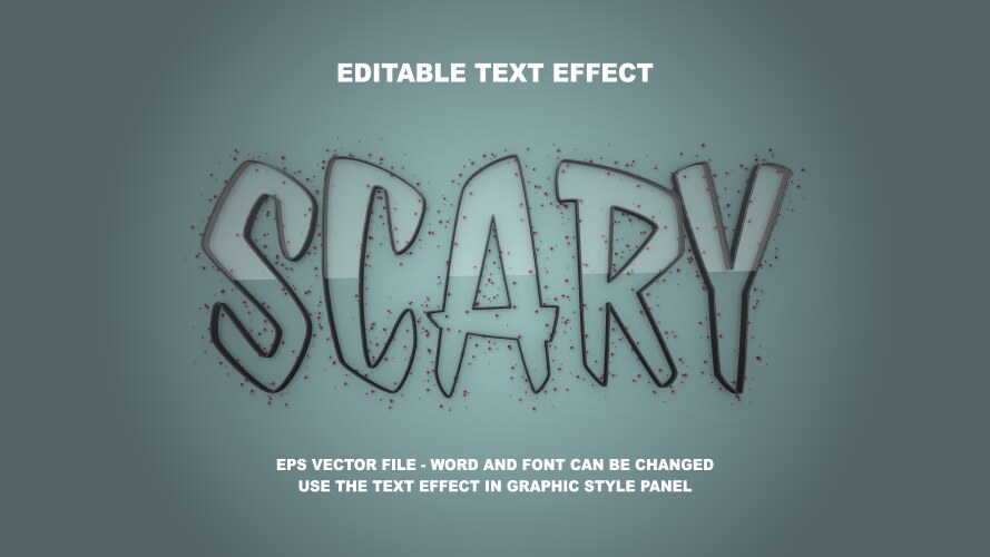 Editable text effect scary 3d template Royalty Free Vector