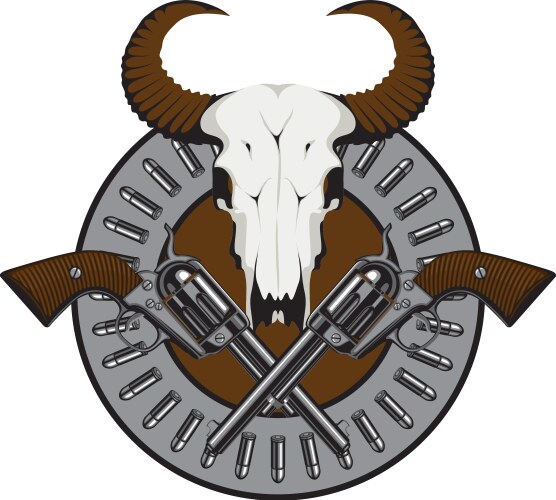 Banner with two revolvers hat bullets and roses Vector Image