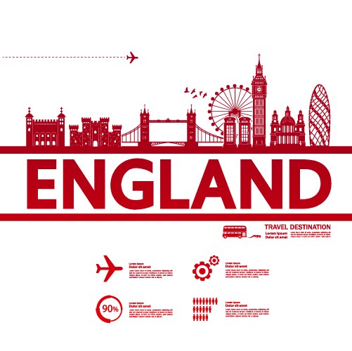 England uk travel sightseeing icons Royalty Free Vector