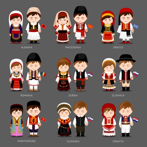European Girls in Traditional Dress Royalty Free Vector