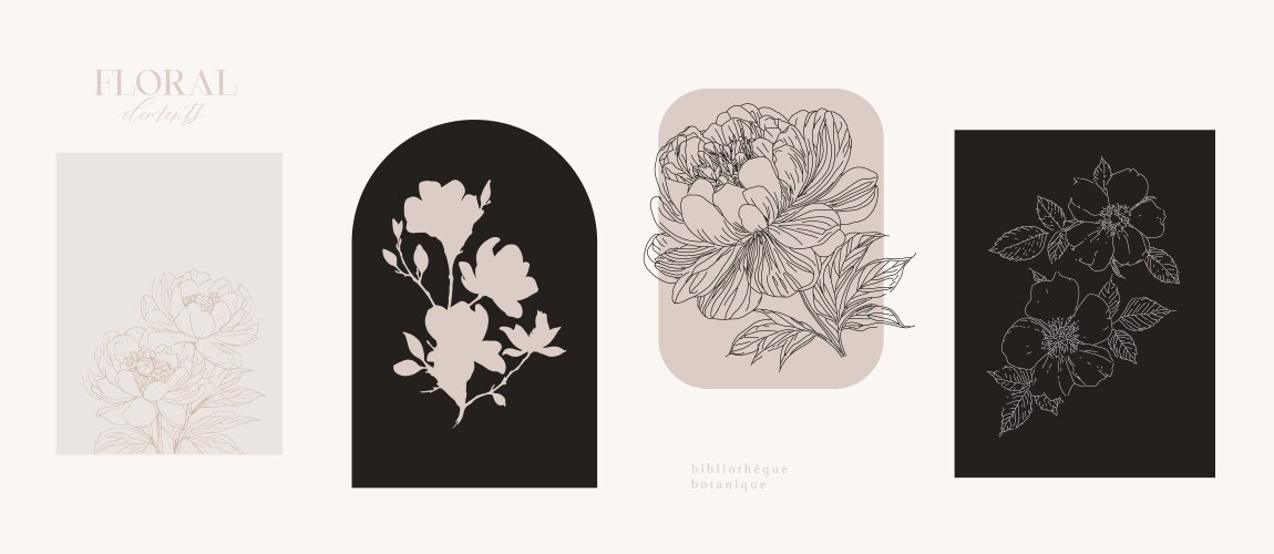 Floral header design peonies wild roses Royalty Free Vector