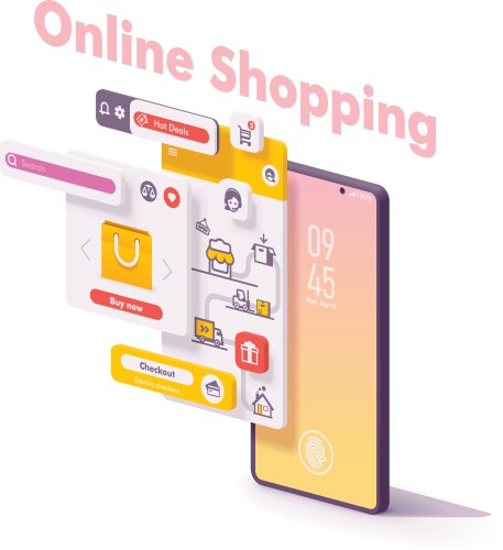 Shopping ui app interface design Royalty Free Vector Image