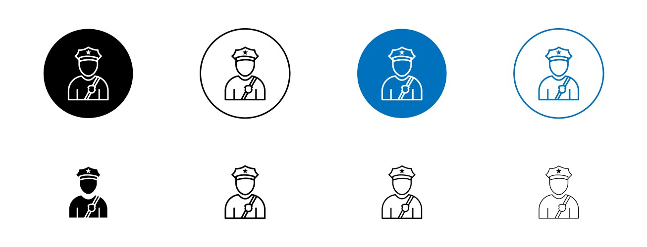 Police icon set security guard symbol policeman Vector Image