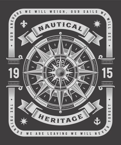Nautical voyager typography on black background Vector Image