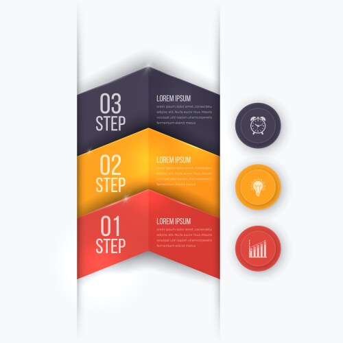 Infographic arrow timeline template with 3 steps Vector Image