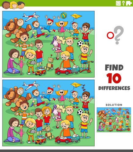 Find differences with cartoon cat characters Vector Image