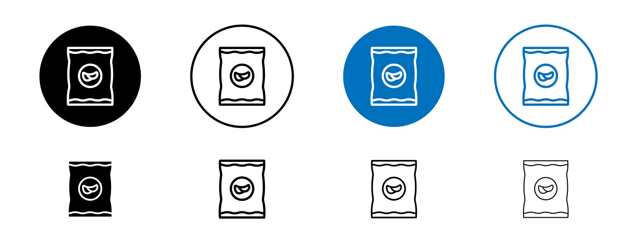 Chips packet icon set snack potato chips bag Vector Image