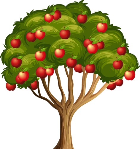 Apple tree on white background Royalty Free Vector Image