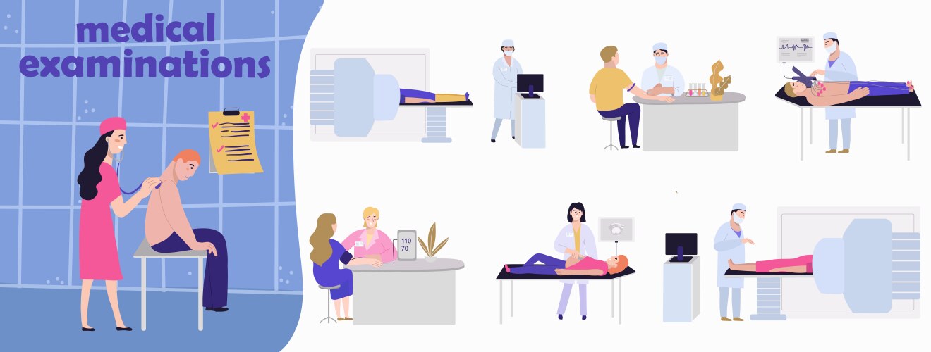 Medical examinations compositions set Royalty Free Vector
