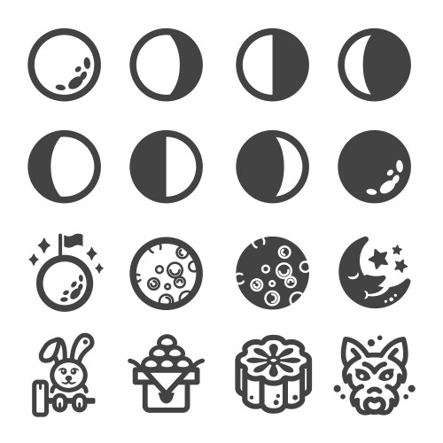 Set of chinese moon cake pattern on white Vector Image