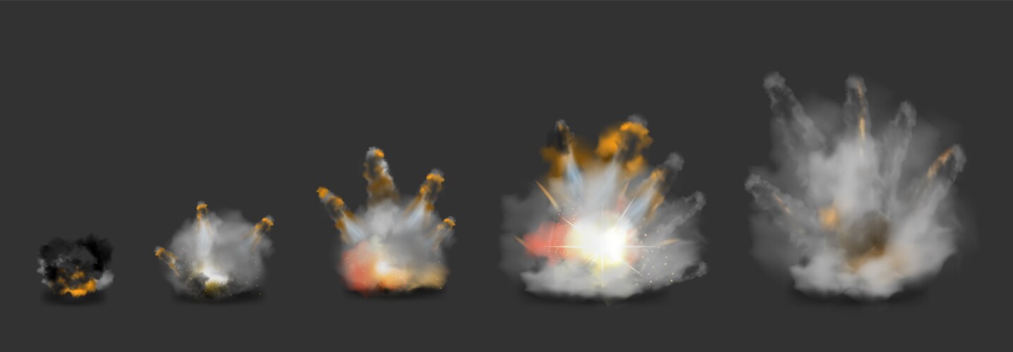 Realistic explosion stages Royalty Free Vector Image
