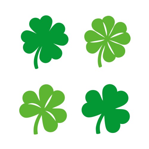 Lucky shamrock four leaf clover clipart saint Vector Image