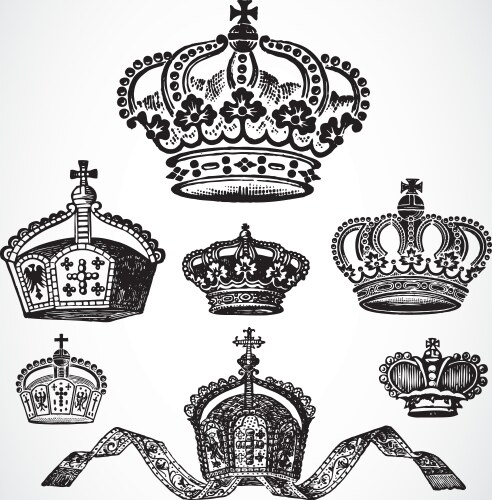 Set of vintage royal crown Royalty Free Vector Image