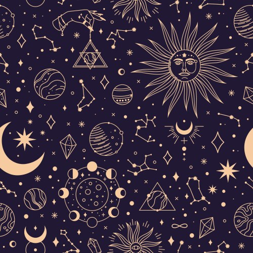 Magic seamless pattern with constellations Vector Image