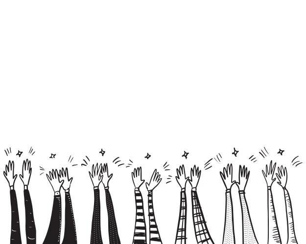 Hand drawn sketch style human hands clapping Vector Image