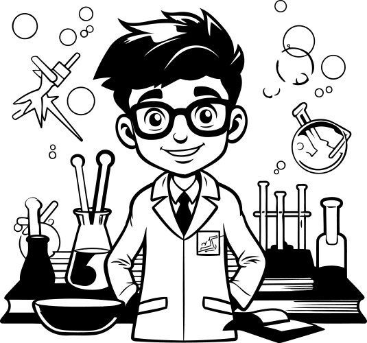 Scientist cartoon character with science – Royalty-Free Vector ...