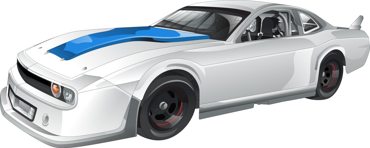 Orange drag racing car with grey strip Royalty Free Vector