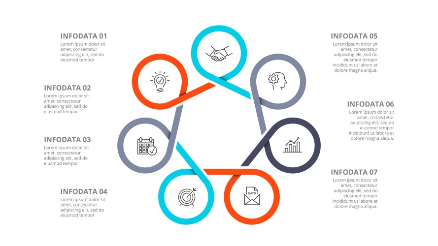 Business 7 step process chart infographics Vector Image