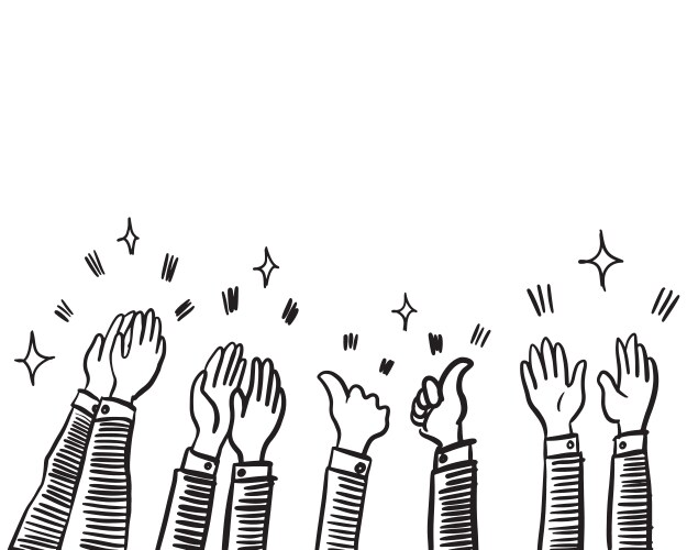 Hand drawn sketch style human hands clapping Vector Image