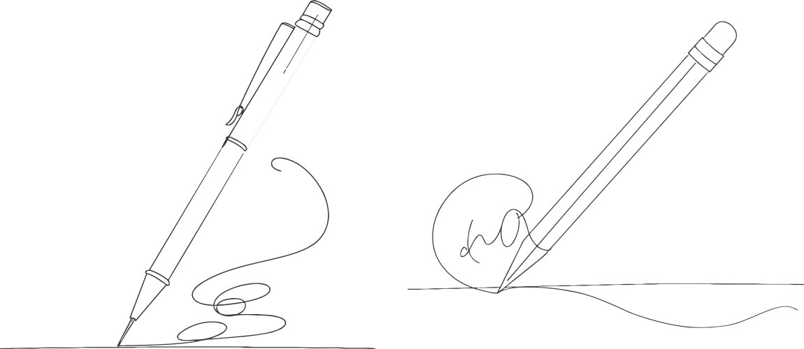 One continuous line drawing of pen writing wave Vector Image