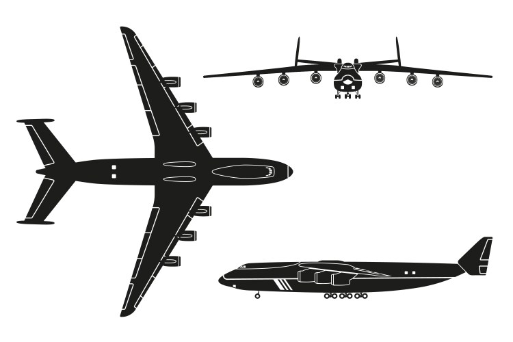 Black outline airplane Royalty Free Vector Image