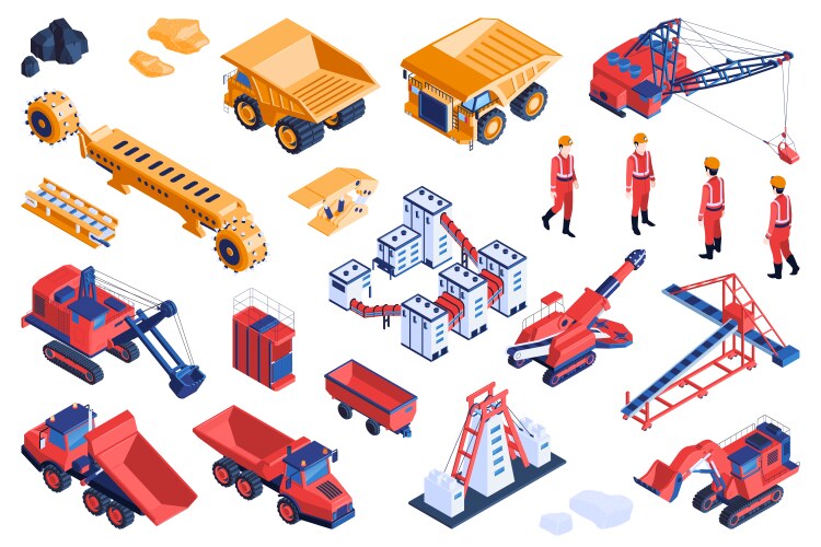 Robotization industry isometric icons set Vector Image