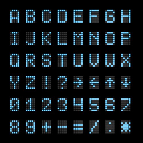 Digital letters and numbers set Royalty Free Vector Image