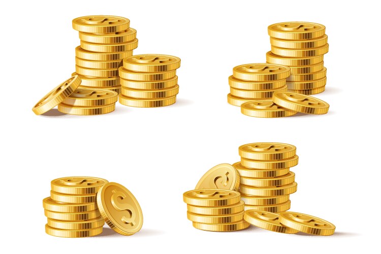 Gold coins stacks Royalty Free Vector Image - VectorStock