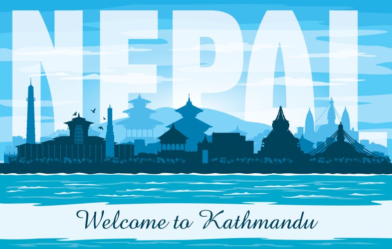 Kathmandu Skyline Silhouette, Nepal Royalty Free Vector