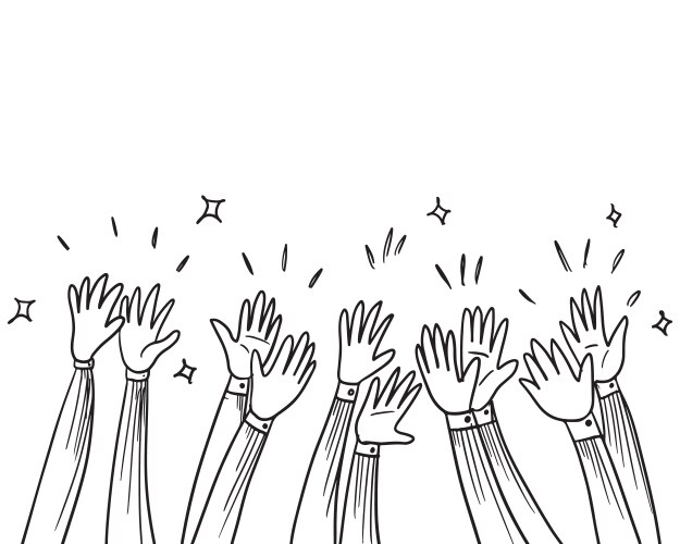 Hand drawn sketch style human hands clapping Vector Image