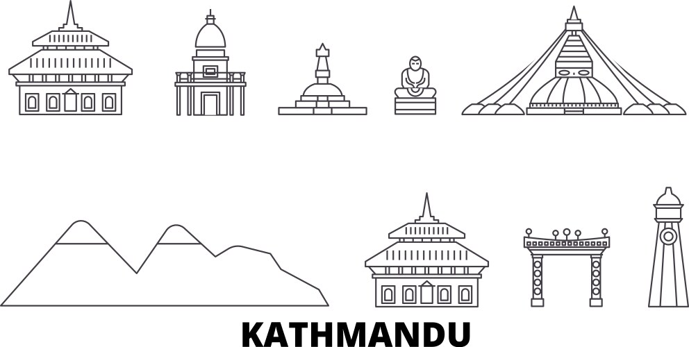 Kathmandu Icon Set - Nepal Landmarks Royalty Free Vector