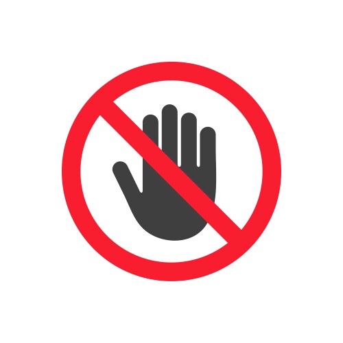 Do not touch screen with hands sign Royalty Free Vector