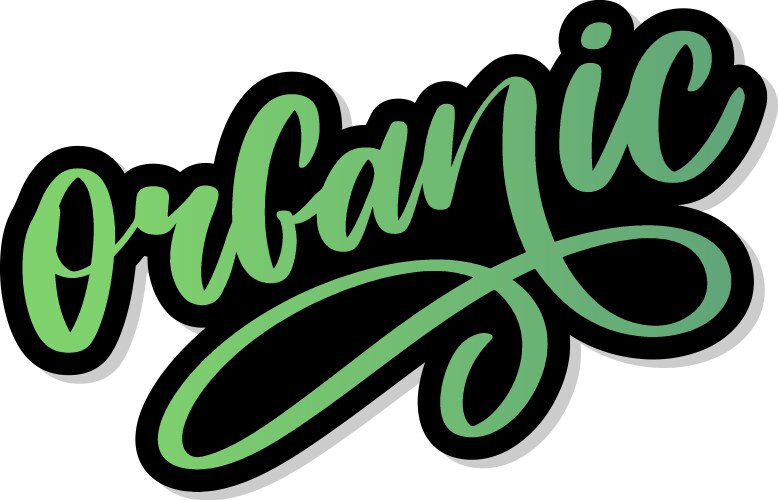 Organic product hand written lettering calligraphy