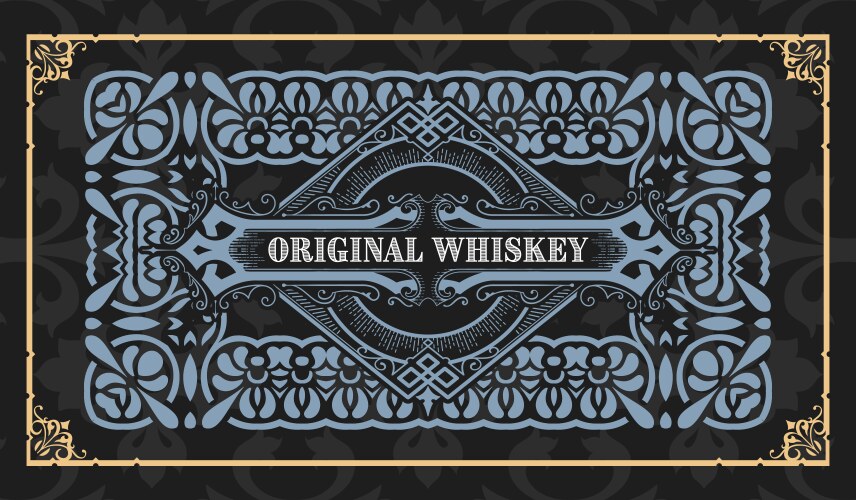 Whiskey label with old frames Royalty Free Vector Image