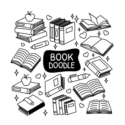 Doodle black and white school elements set Vector Image