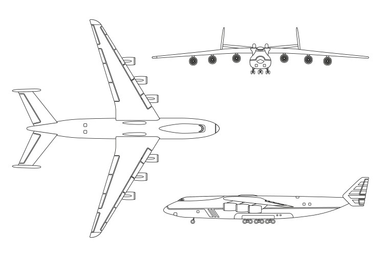 Outline drawing of plane in a flat style Vector Image