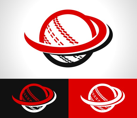 Swoosh cricket ball logo icon Royalty Free Vector Image