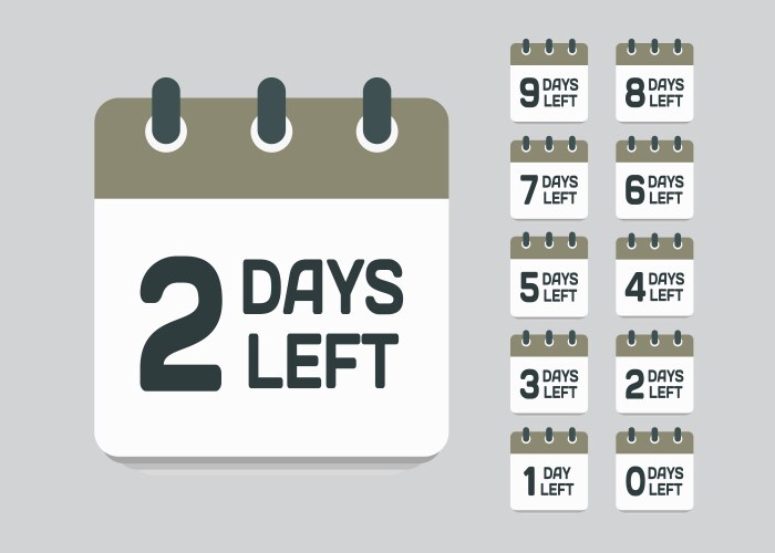 Countdown daily page calendar icon - 2 days left Vector Image